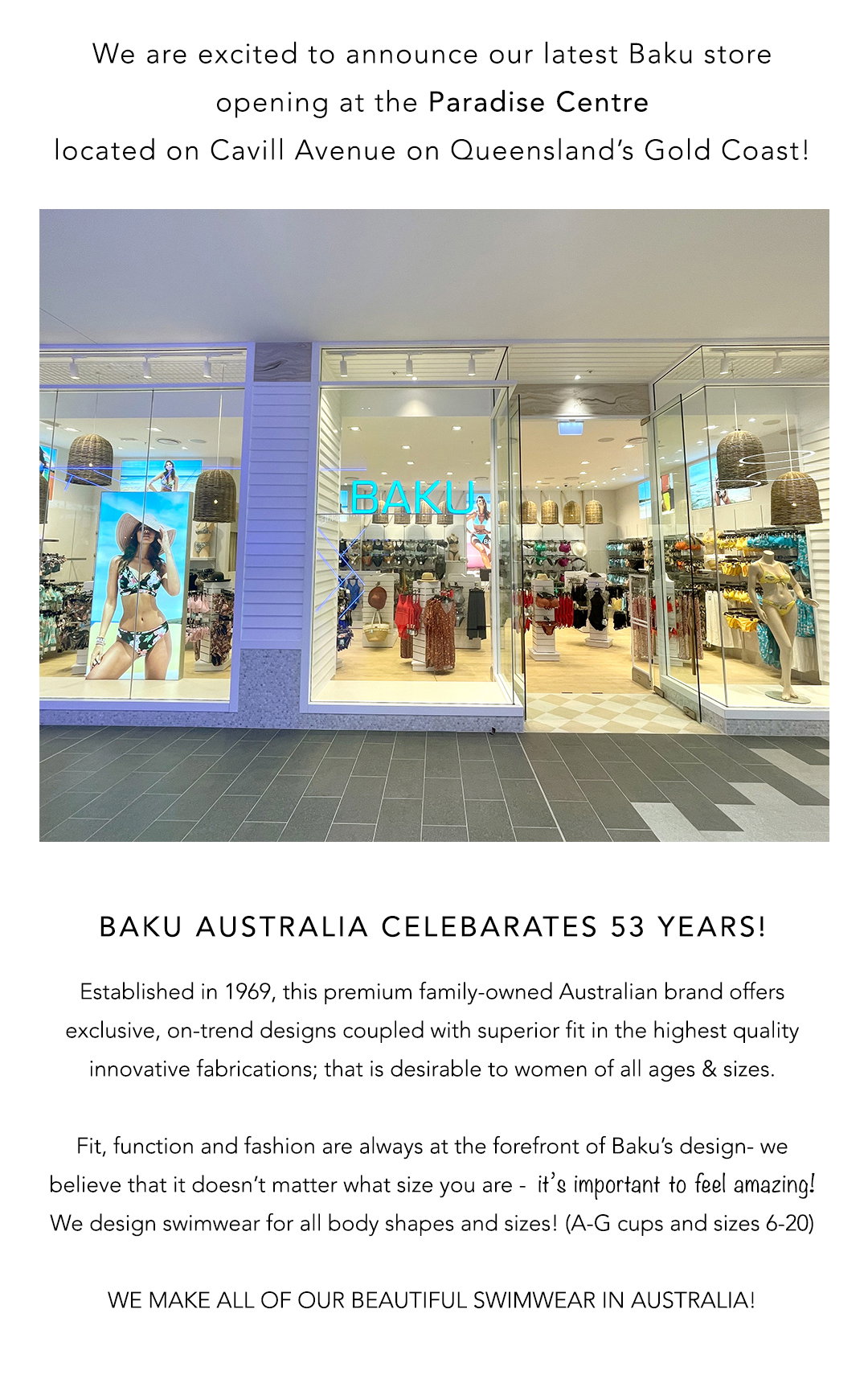 Baku: NEW STORE OPENING - Our new Paradise Centre store has officially ...
