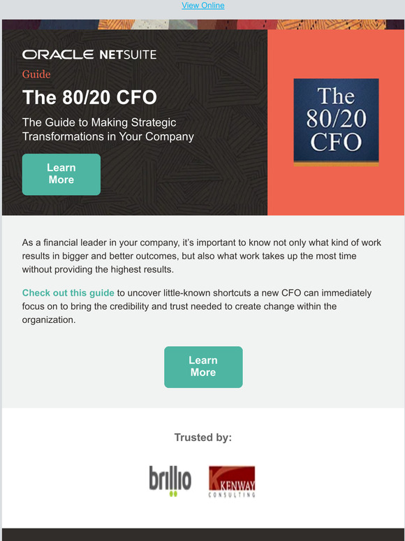 NetSuite: [Guide] The 80/20 CFO | Milled