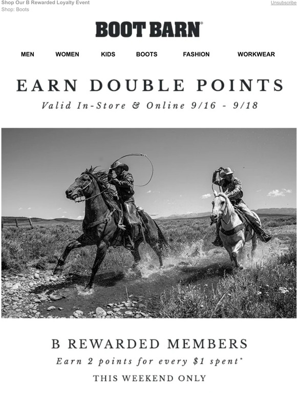 Boot Barn: Earn Double Points This Weekend Only | Milled