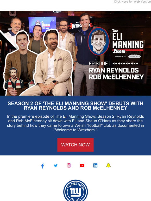 New York Giants: Season 2 of 'The Eli Manning Show' debuts with Ryan ...