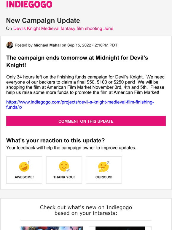 Indiegogo: 📢 Update #101 from Devils Knight Medieval fantasy film ...