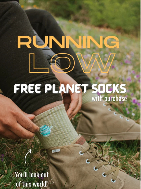BANGS Shoes: Running low! Free Planet Socks | Milled