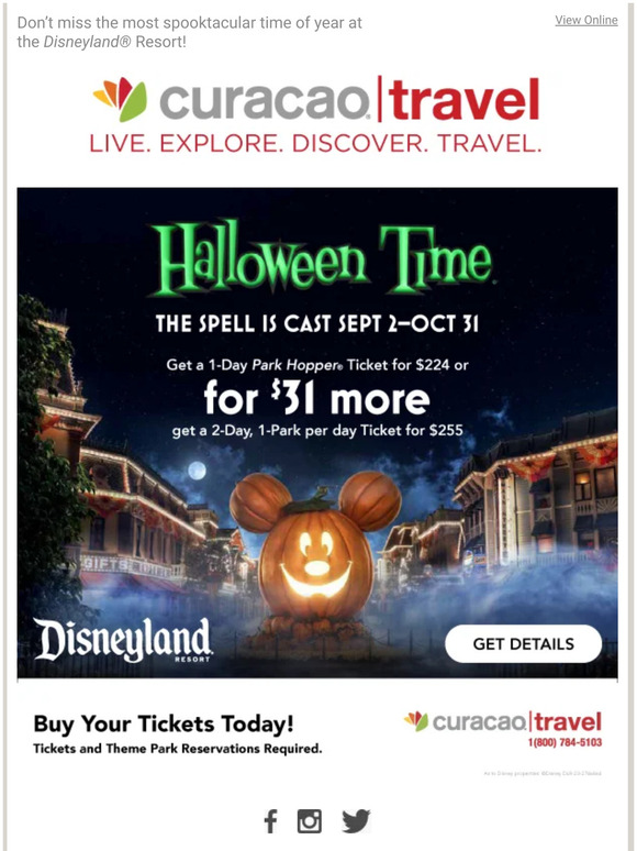 Curacao: 🎃 Buy your Disneyland® Resort Tickets Today, with your Curacao ...