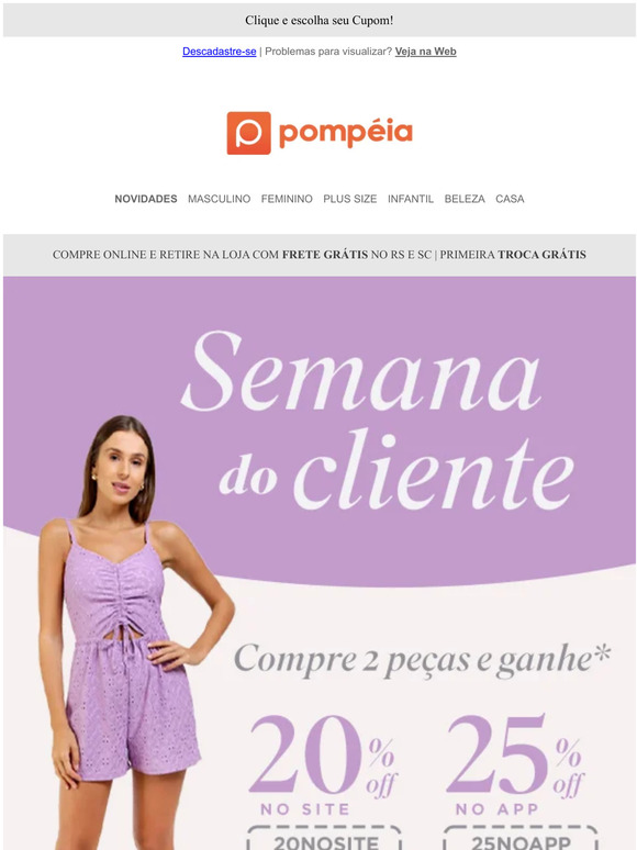 Lojas Pompéia: 👉 Semana do Cliente: Tem Desconto no Site e no APP! | Milled