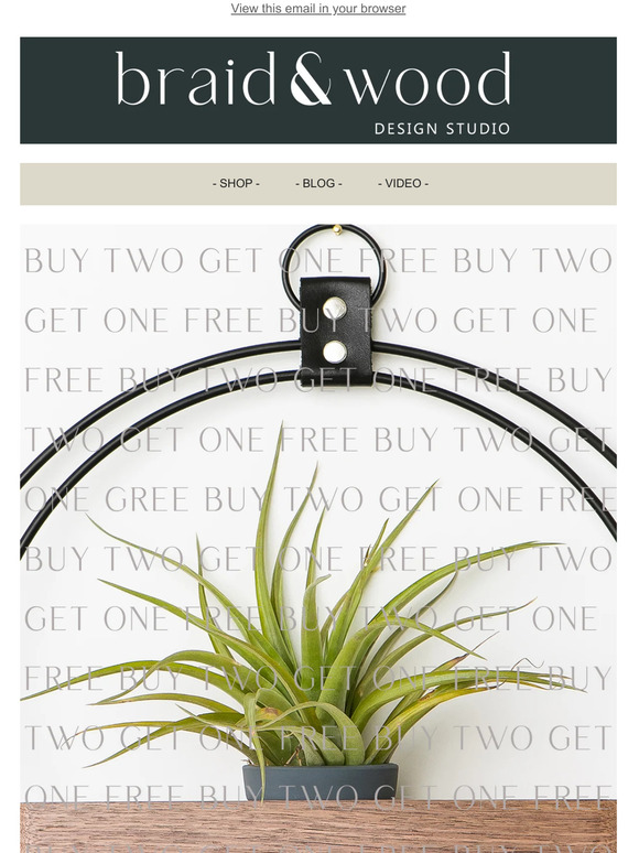 Braid & Wood: Buy 2 Get 1 Free BRAID & WOOD Plant Shelves | Milled