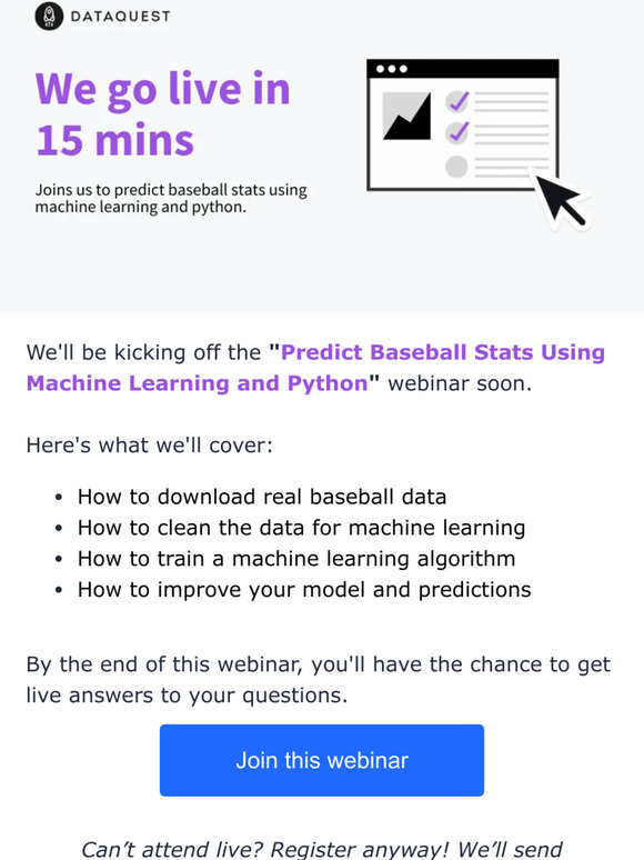 DataQuest: We go live in 15 minutes | Milled
