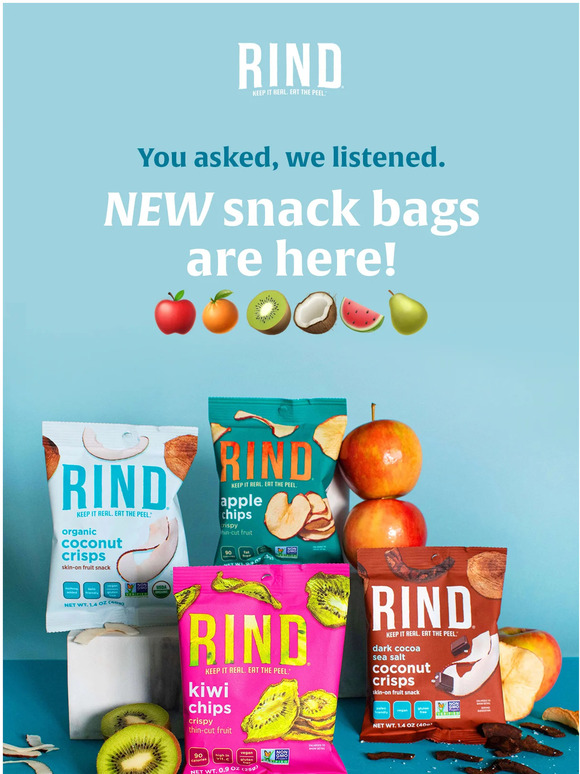 RIND Snacks: Meet our NEW Snack Bags 🍎🍌🥝🍉🎉 | Milled