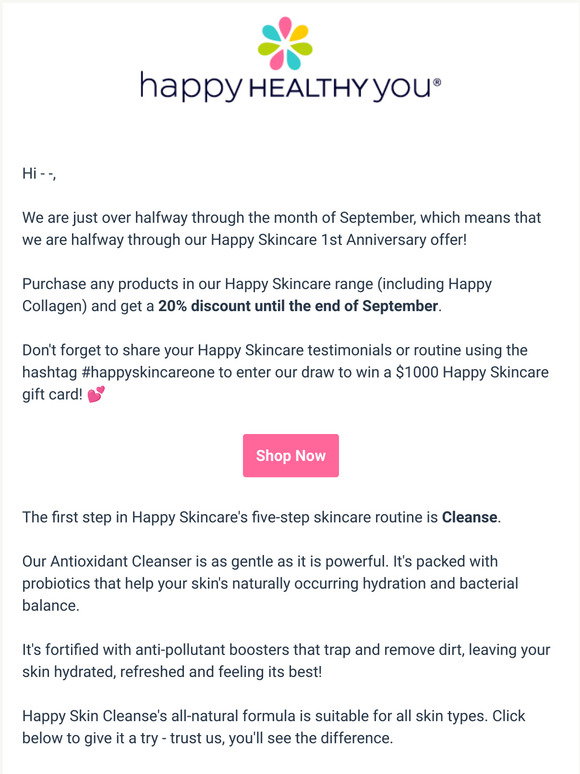 Happy Healthy You: We are halfway through our Happy Skincare ...