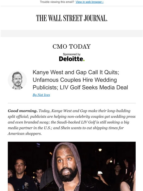 The Wall Street Journal: CMO Today: Kanye West and Gap Call It Quits ...