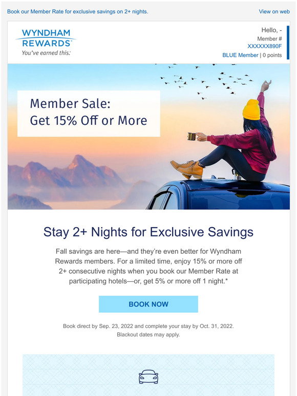 Wyndham Hotels: Members Save the Most with 15% Off or More | Milled