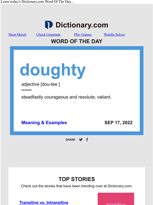 Dictionary.com: doughty | Word of the Day | Milled