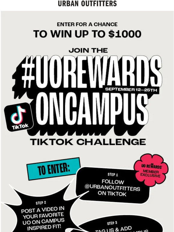 Urban Outfitters: nbd just a $1k TikTok challenge for UO Rewards ...