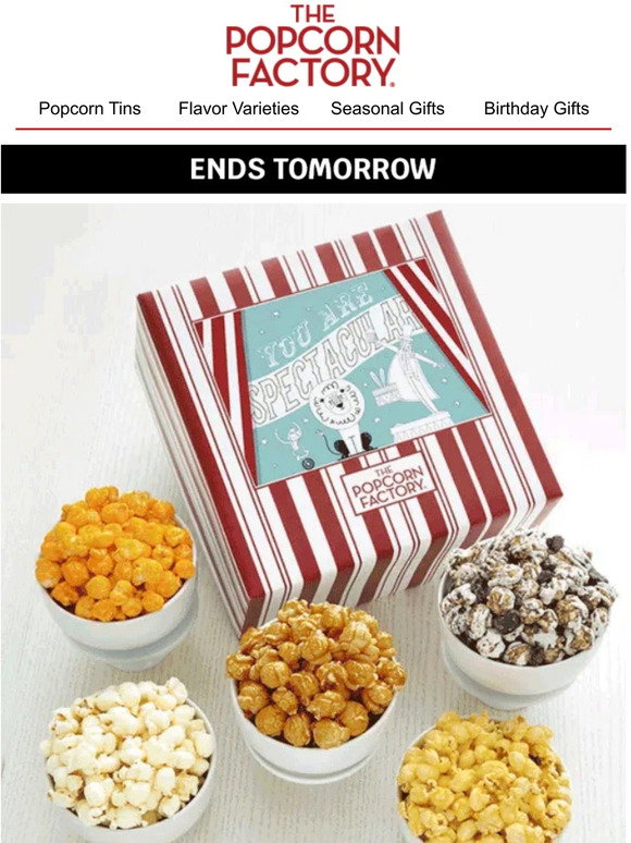 The Popcorn Factory: Ends tomorrow! Get popcorn gifts starting at $19. ...