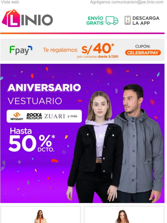Linio: 💜Moda💜 Hasta 50% dcto.🔥 ¡renueva tu look!👀 | Milled