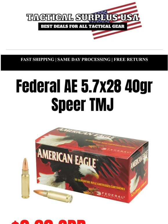 Tactical Surplus USA: Federal 5.7x28mm Ammo Available Now! | Milled