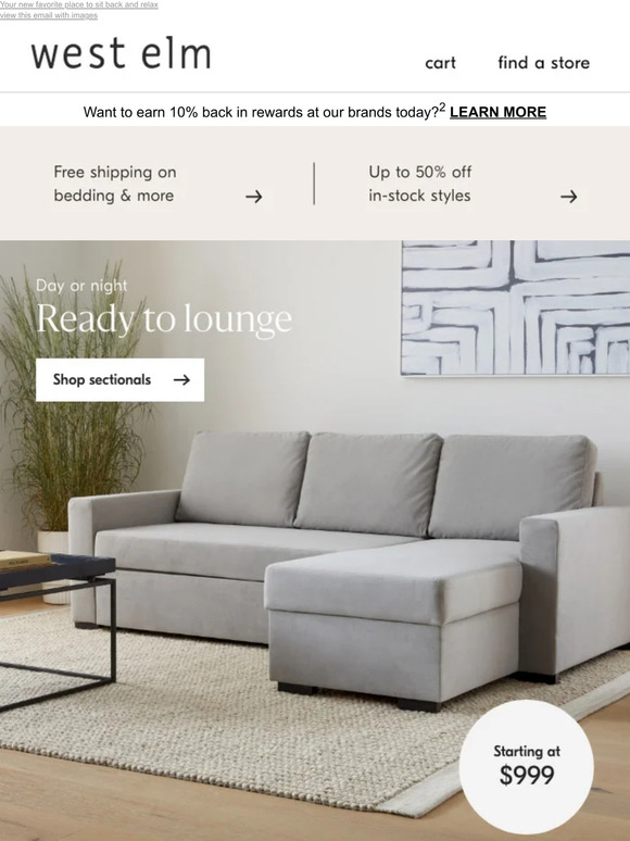 West Elm: Sectional sofas starting at $999 | Milled