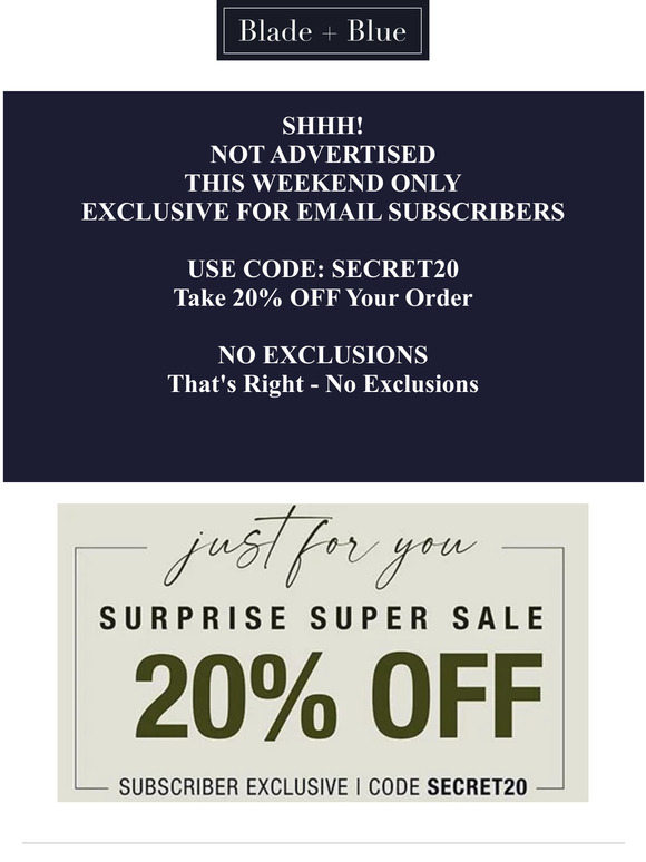 Blade + Blue: Sunday Secret Sale: Final Hours | Milled