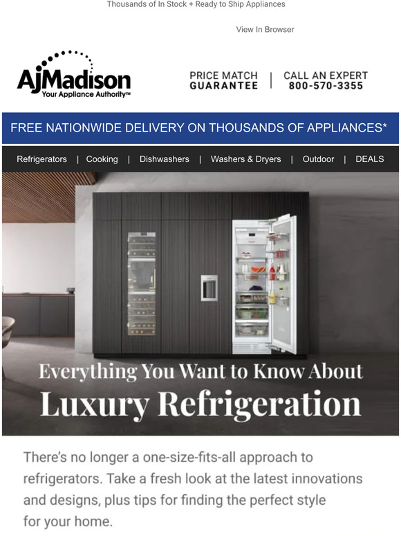 AJ Madison: Luxury Refrigeration In Stock -featuring columns and built ...