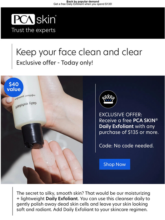 PCA Skin: Get Polished with a Free PCA SKIN® Daily Exfoliant! | Milled