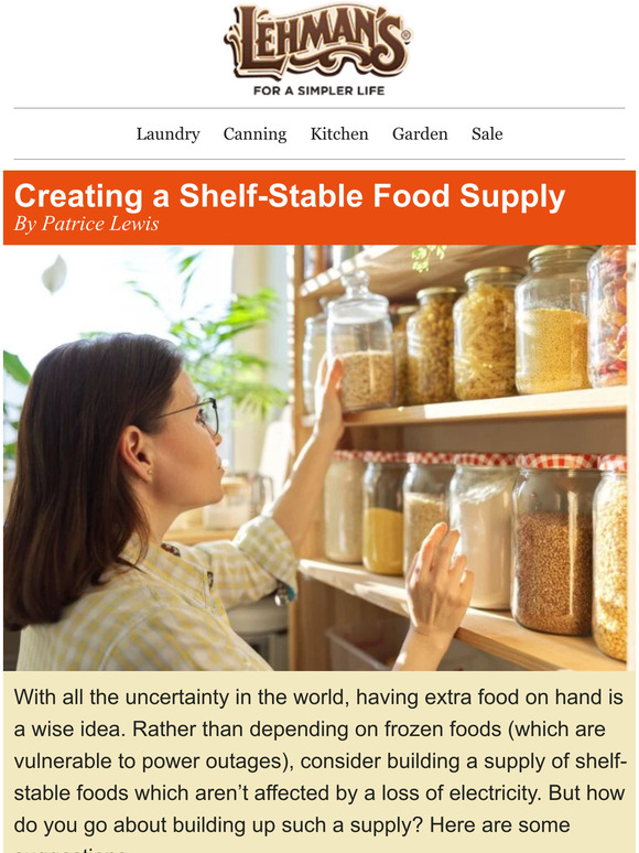 Lehman's: Simple Living Sunday: How to Create a Shelf-Stable Food ...