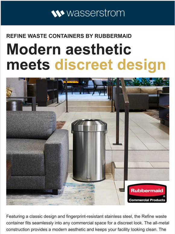Wasserstrom: NEW » Modern, sleek trash containers with a discreet ...