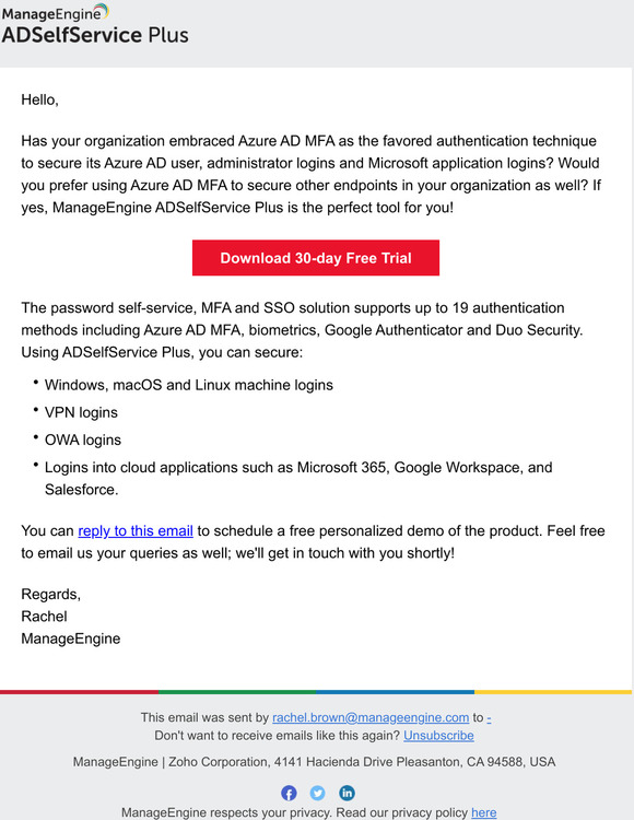 ManageEngine: [ManageEngine] Extend Azure AD MFA to protect critical ...