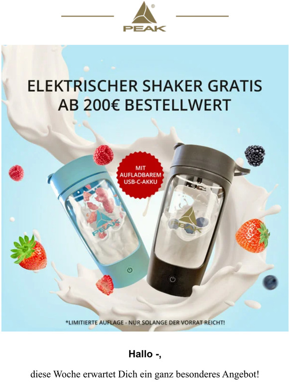 Peak: Gratis* - ein elektrischer Shaker! | Milled