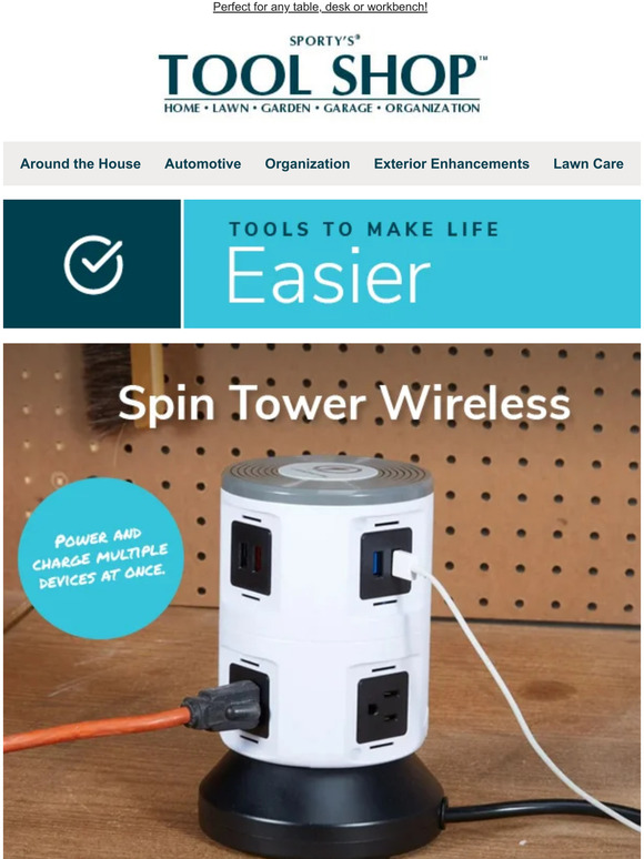 Sporty's Tool Shop: [Spin Tower] Power & Charge Multiple Devices | Milled