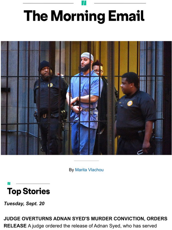 HuffPost: Adnan Syed freed! Murder conviction overturned. | Milled