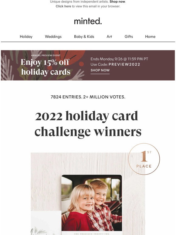 Minted: The winners of our Annual Holiday Card Challenge are here! | Milled