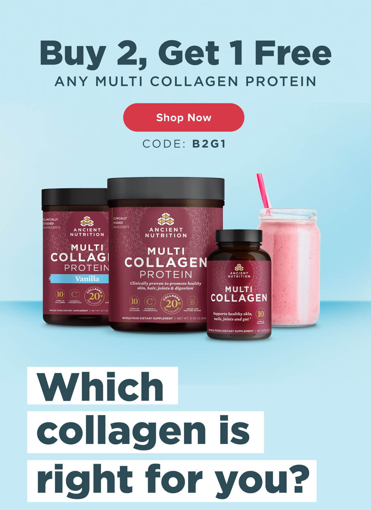 Dr. Axe: Buy 2, Get 1 Free on all Multi Collagen Protein | Milled