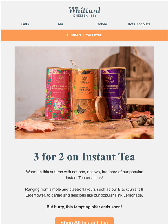 Whittard of Chelsea: 3 for 2 on Instant Tea | Milled