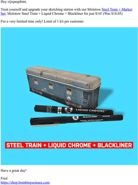 Bombing Science: 👀 Steel Train + Marker Set | Milled