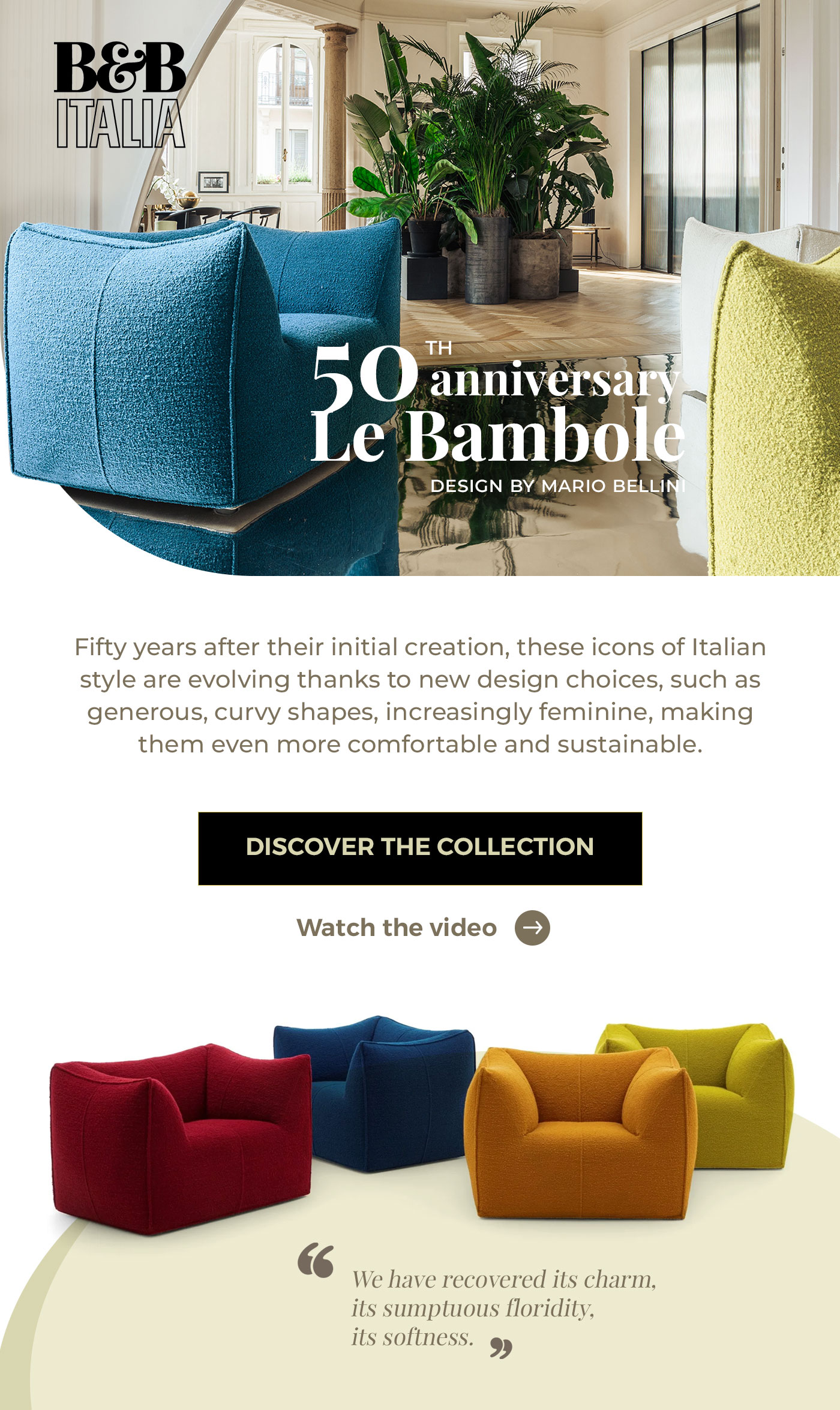 Archiproducts: B&B Italia Le Bambole 50th anniversary: evolution of an icon | Milled