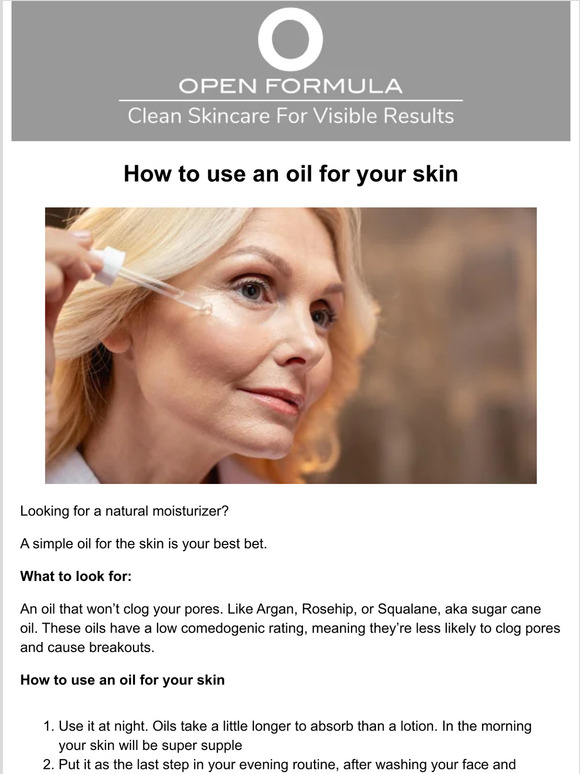 Open Formula: How to use an oil for your skin | Milled