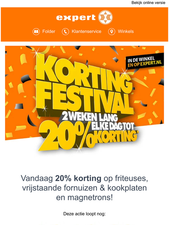 Expert: Vandaag 20% korting op friteuses, kookplaten en magnetrons ...