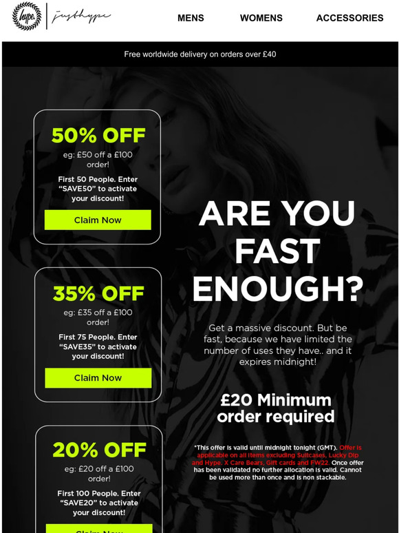 Hype: Get 50% off everything*🔥 First 50 people ONLY! 🏃🏼‍♂️💨 | Milled