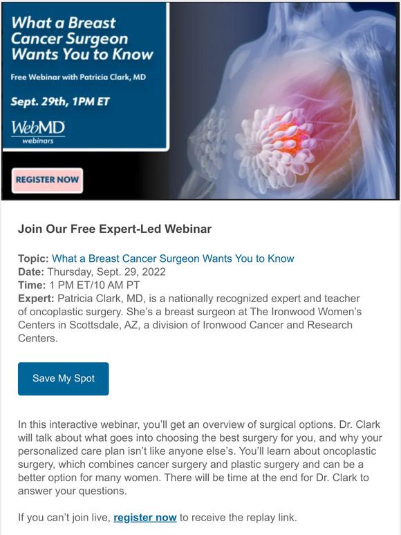 WebMD: What a Breast Cancer Surgeon Wants You to Know | Milled