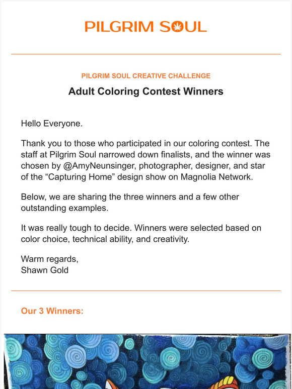 Pilgrim Soul: Adult Coloring Contest Winners | Milled