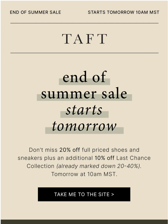 Taft Clothing: End of Summer Sale Starts Tomorrow | Milled