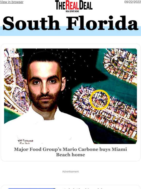 The Real Deal: Major Food Group’s Mario Carbone buys Miami Beach home ...