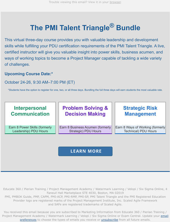 Project Management Academy: Satisfy all your PDU Talent Triangle ...