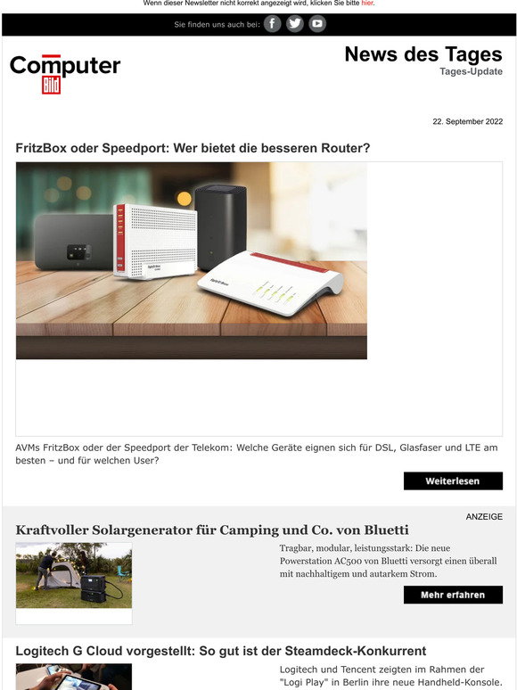 COMPUTER BILD: FritzBox oder Speedport: Wer hat die besseren Router ...