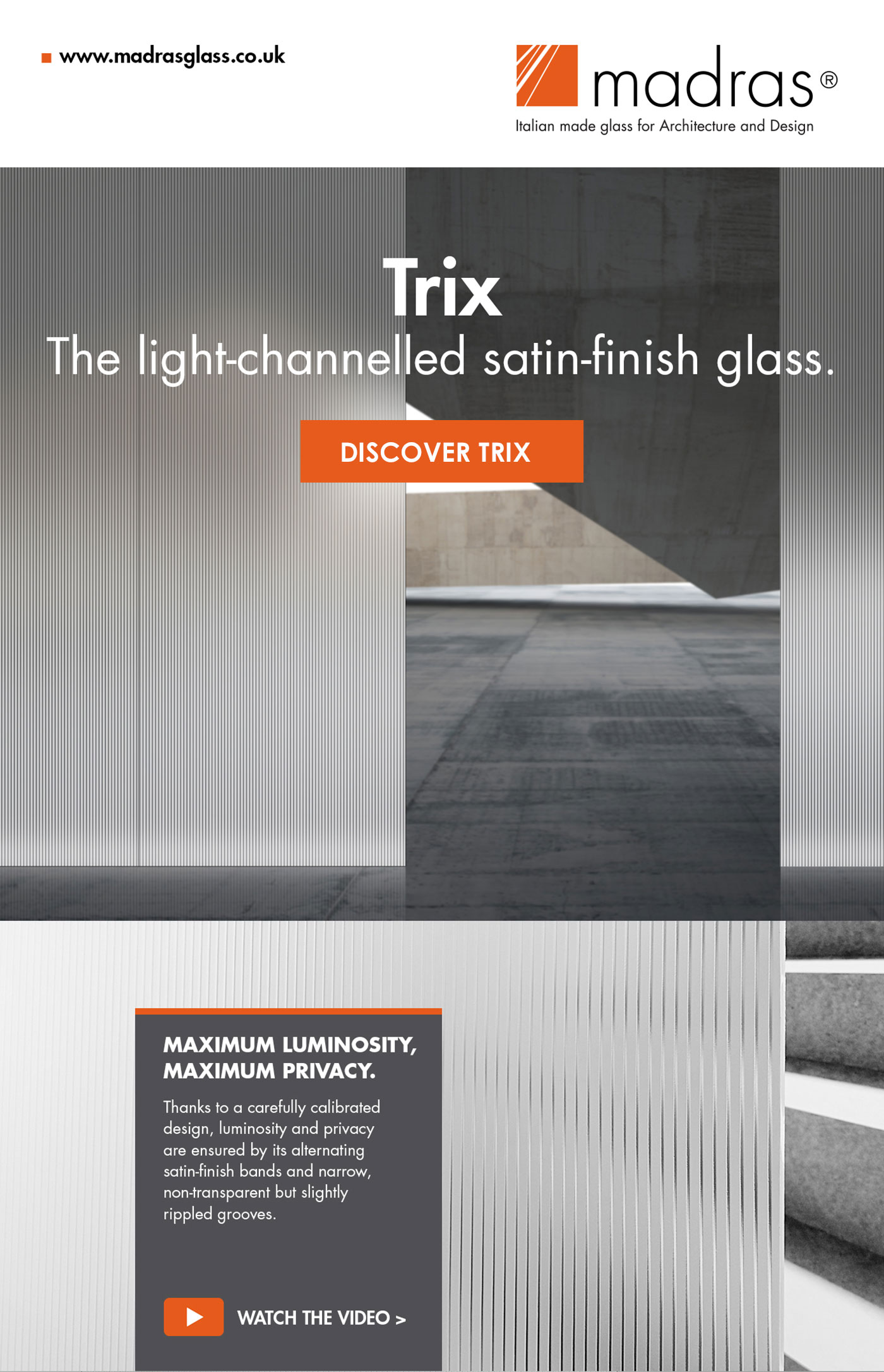 Archiproducts: Madras glass presents Trix, its new linear satin-finish glass | Milled