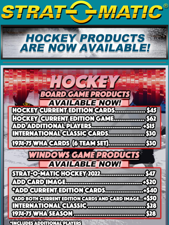 Strat-O-Matic: Hit The Ice With Our New Hockey Products! | Milled