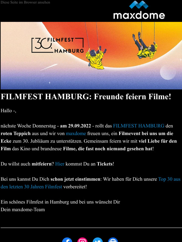 Maxdome DE: Das 30. FILMFEST HAMBURG! Sieh jetzt die Top 30 aus 30 Jahren bei uns! | Milled