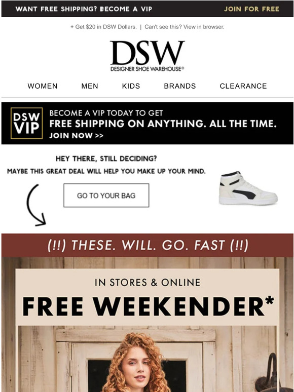 DSW: Open for your Free Weekender 🎁 | Milled
