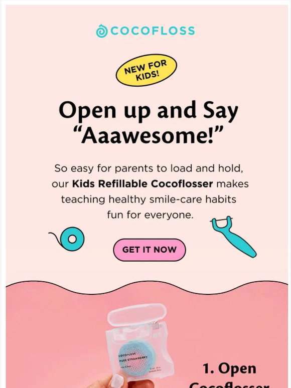 Cocofloss: Problem: squirmy kids who hate flossing | Milled