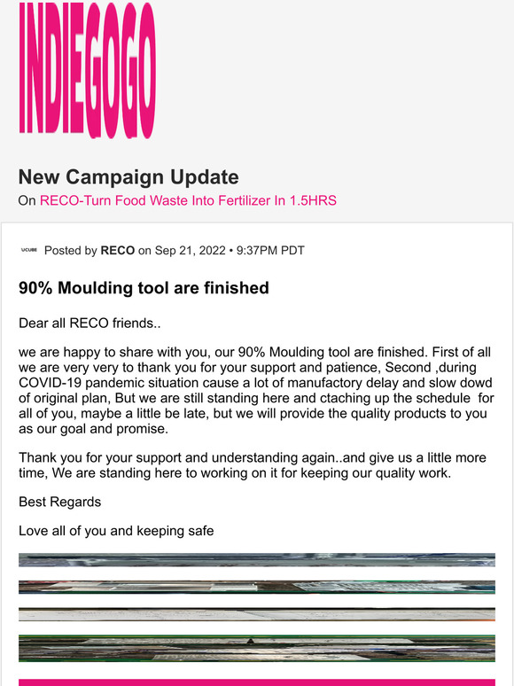 Indiegogo: 📢 Update #9 from RECO-Turn Food Waste Into Fertilizer In 1 ...
