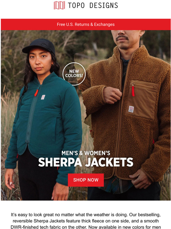 Topo Designs: NEW COLORS: Sherpa Jackets | Milled